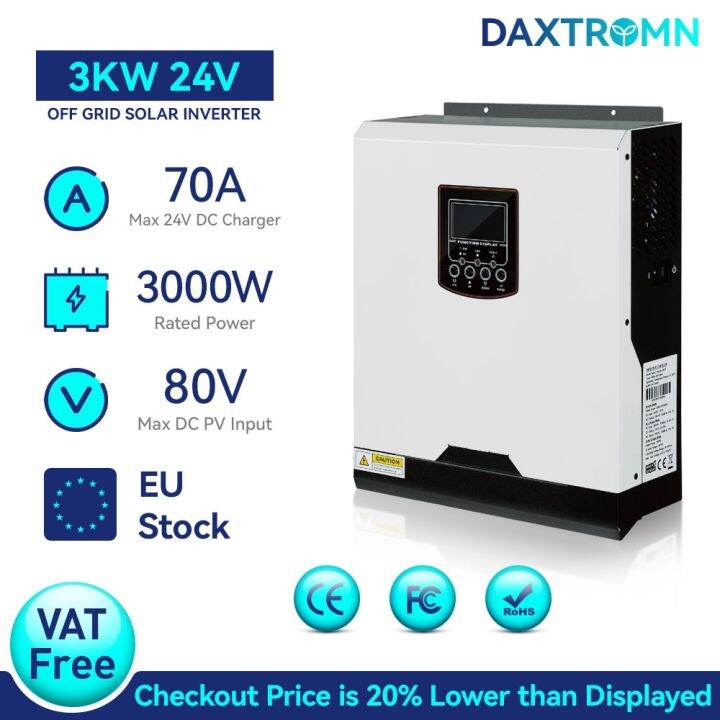Daxtromn 3000W Solar Inverter 24V 220V PV 80VDC Pure Sine Inverter 70A Solar Charge Controller ...