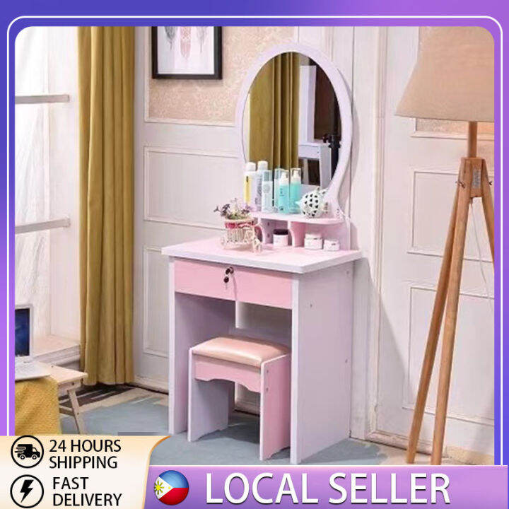 Including stool）Nordic Vanity Mirror Dresser Multi-Functional Dressing ...