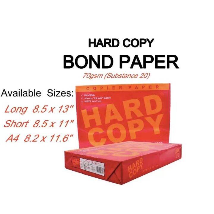 Hard Copy Bond Paper Short/Long/A4 - Per 100 sheets 70 gsm Sub 20 ...
