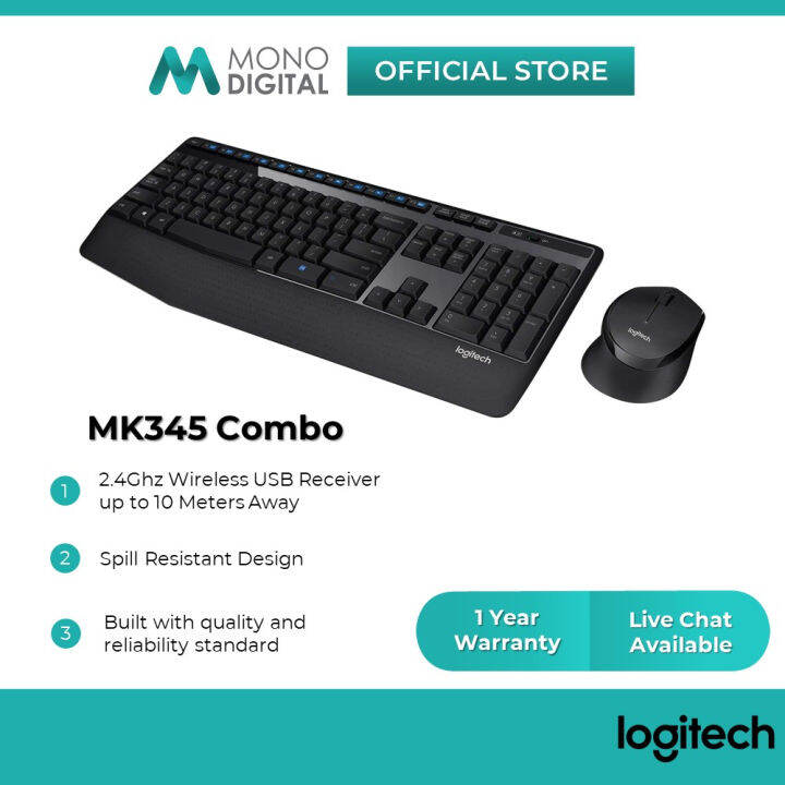 Logitech MK345 Wireless Spill Resistant Keyboard & Mouse Combo 920-006491 | Lazada