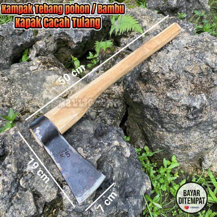 Kampak Siap Pakai Baja Tebal - Kapak Gagang Kayu Panjang 50 cm - Kampak ...