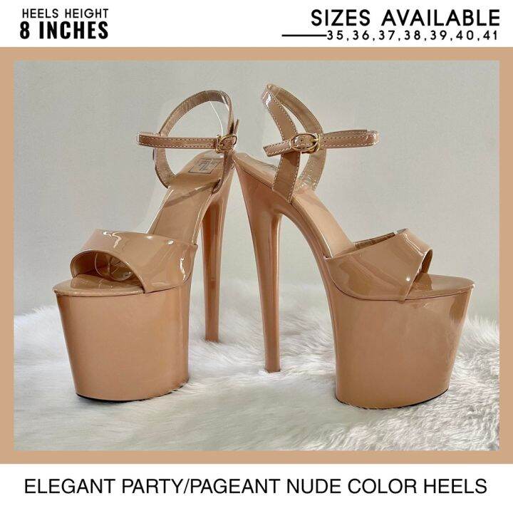 ELEGANT COMFY PAGEANT HEELS NUDE COLOUR 8 INCHES | Lazada PH