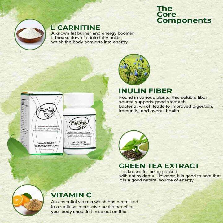 VHB - FATSORB, DETOXI SLIM, Fat Burner, Diet Capsules, Vita Herbs Green ...