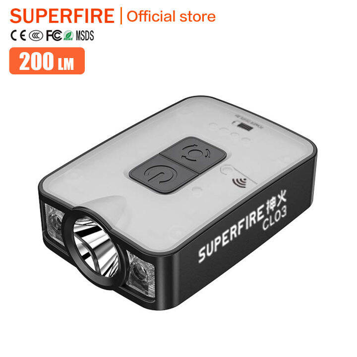 SUPERFIRE CL03 LED ไฟฉายติดศีรษะติดเซนเซอร์กิ๊บติดหมวกไฟแค็ปไฟฉายแบบคาด ...