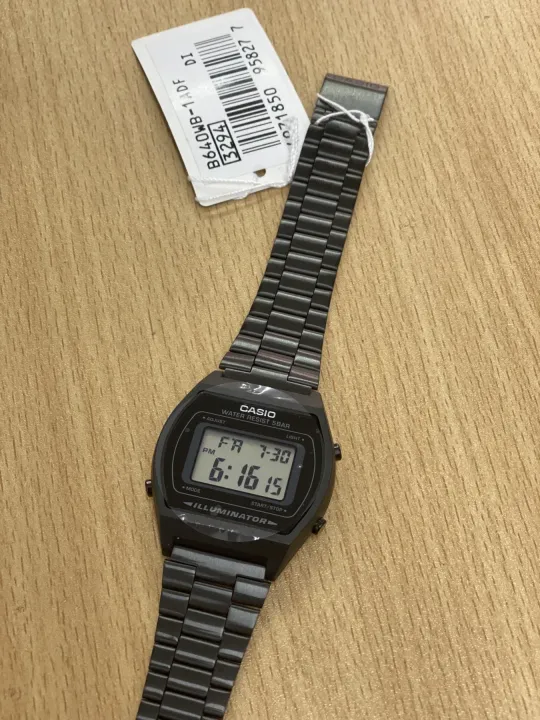 Casio Vintage (B640WB-1ADF) Black Stainless Steel Strap Digital 50 ...