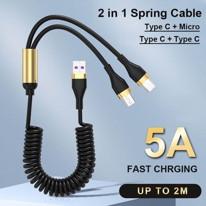 NOHON 5A Spring USB C Cable Fast Charging Type C Wire For Huawei Quick ...