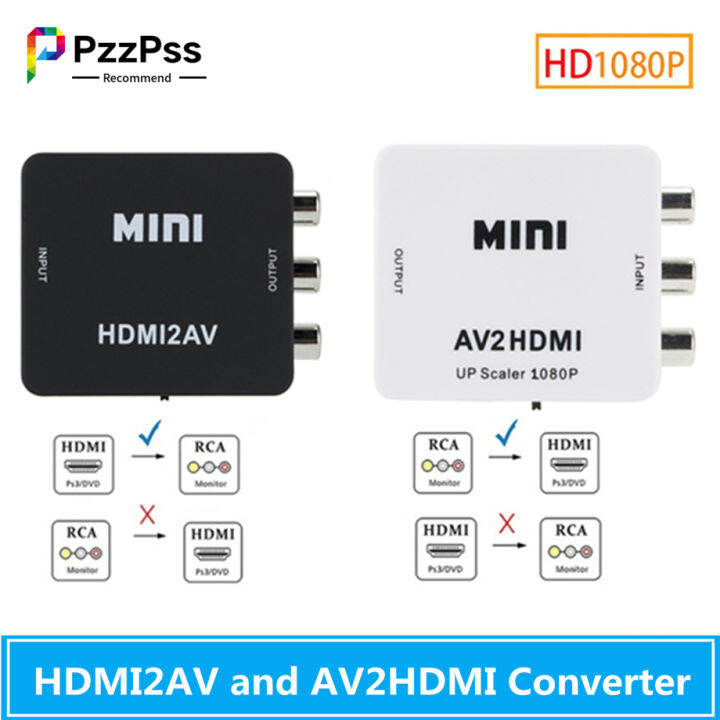 PzzPss 1080P HDMI-compatible to AV Scaler Adapter Video Composite ...