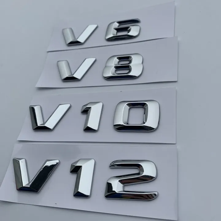 Fun car V6 V8 V10 V12 Letter Number Emblem Chrome Logo Car Styling ...