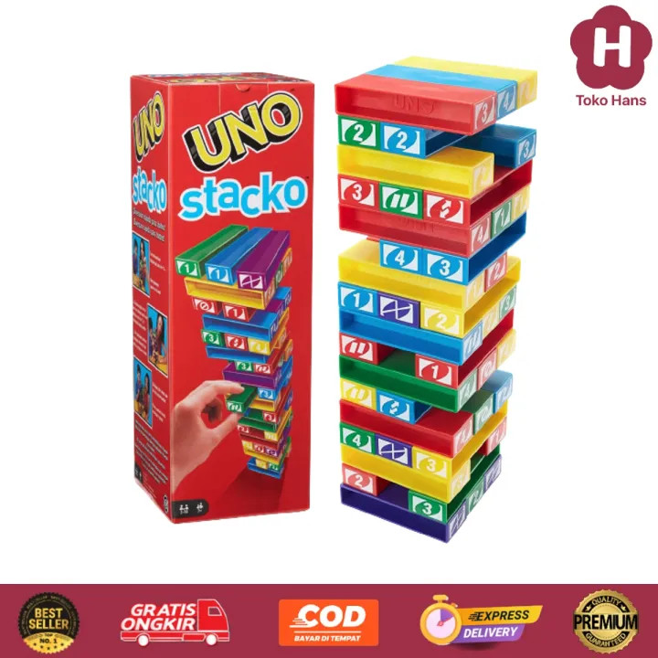 Mainan Uno Stacko Tumbling Tower Balok Susun Family Game Board Game ...