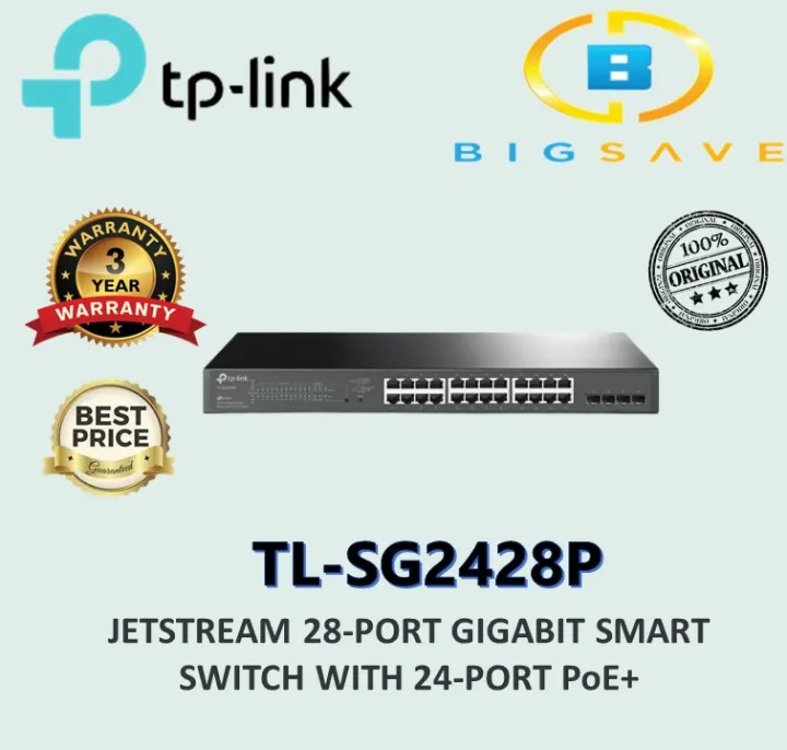 TP-LINK TL-SG2428P JETSTREAM™ 28-PORT GIGABIT SMART SWITCH WITH 24-PORT ...