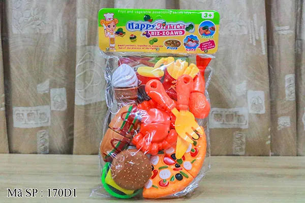 Play Food Pretend Fast Food Toy Set Cutting Pizza Hamburger Fruit ...