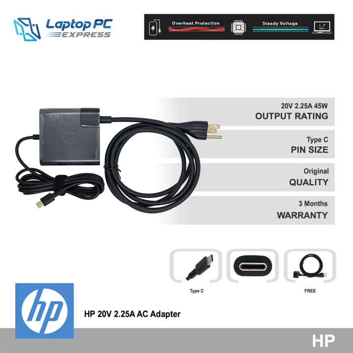HP Laptop Charger 20V 2.25A 45W Type C Compatible with HP Chromebook ...