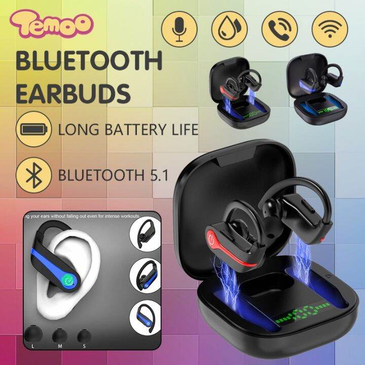 Temoo Q20 Pro 40H หูฟังไร้สาย,บลูทูธ5.1หูฟังเบสลึกหูฟังกีฬาตัดเสียงรบกวนหูฟัง IPX7ชุดหูฟัง6D ...