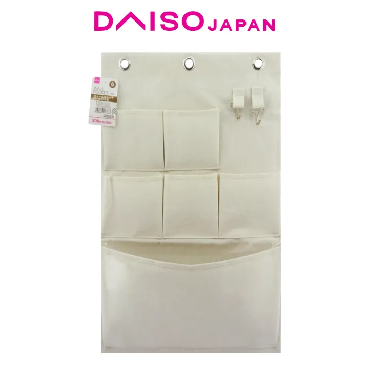 Daiso Hanging 6-Pocket Wall Organizer with Hooks | Lazada PH