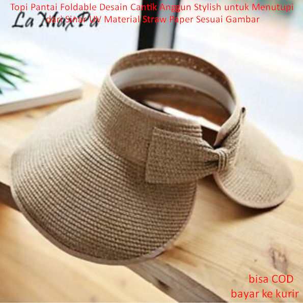Topi Pantai Foldable Desain Cantik Anggun Stylish untuk Menutupi dari ...