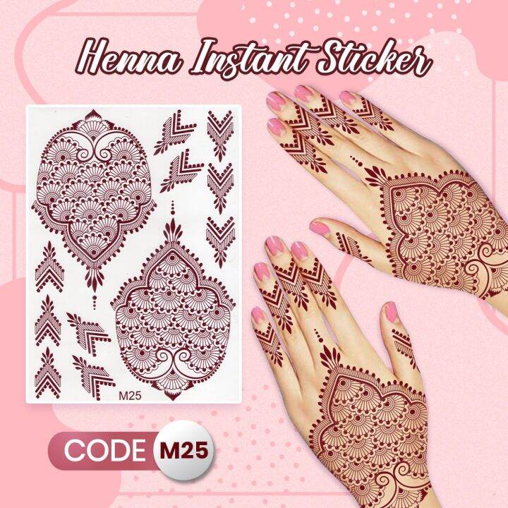 (Malaysia Stock) Henna Instant Maroon/ Lace Tattoo Stickers Waterproof ...