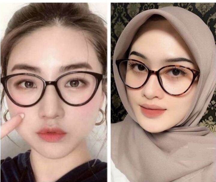 Kacamata Frame Wanita Model Cat Eye Mata Kucing Frem Hitam Keren Simple ...