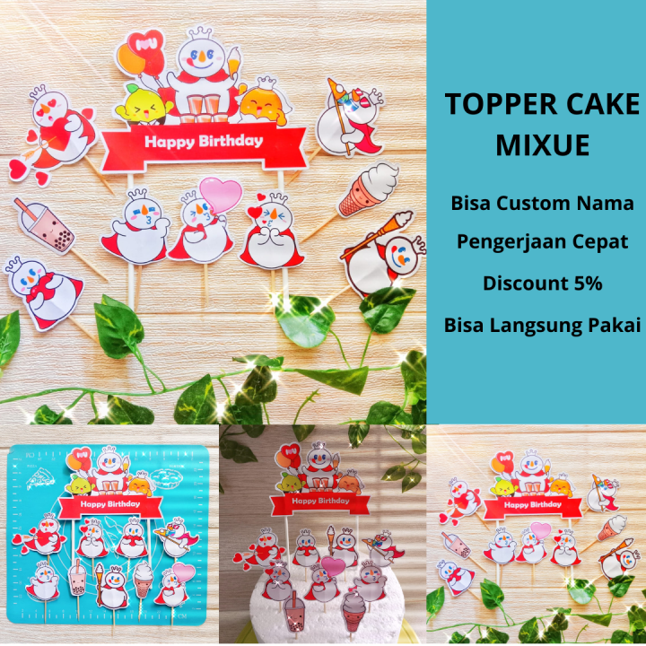 Hiasan Kue Mixue Custom Nama untuk Topper Cake Ulangtahun | Lazada ...