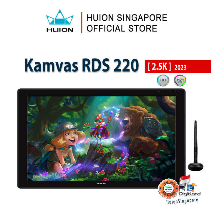 Huion Singapore Kamvas RDS-220 (2.5k QHD) 145% sRGB Drawing Tablet Pen Display using Quantum-dot ...