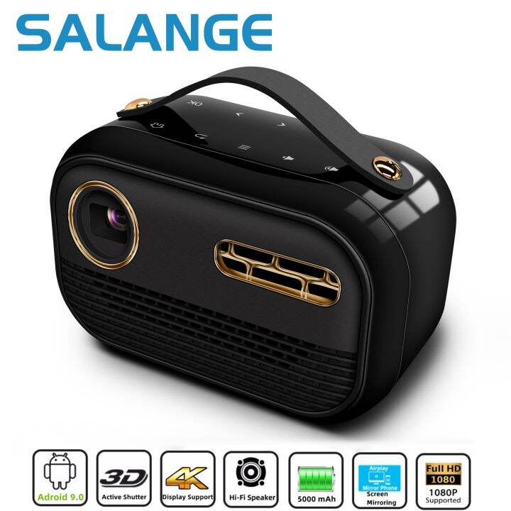 Salange P16 Mini Projector 9.0 Wifi Bluetooth Projectors Battery Sync ...