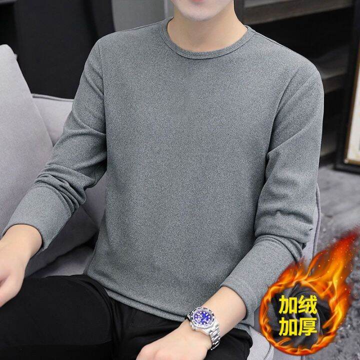 VALAG เสื้อยืดเสื้อยาวปิดถึงก้นคอสูงสำหรับผู้ชาย,เสื้อกำมะหยี่หนาอบอุ่น ...