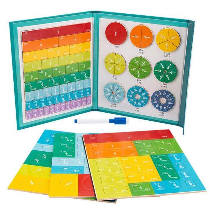 Fraction Manipulatives 3rd Grade Wooden Fraction Book Set Educational ...