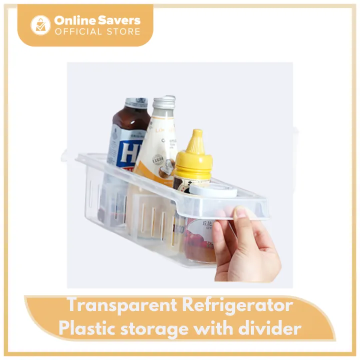 Onlinesavers Transparent Refrigerator Plastic Storage With Divider Food ...