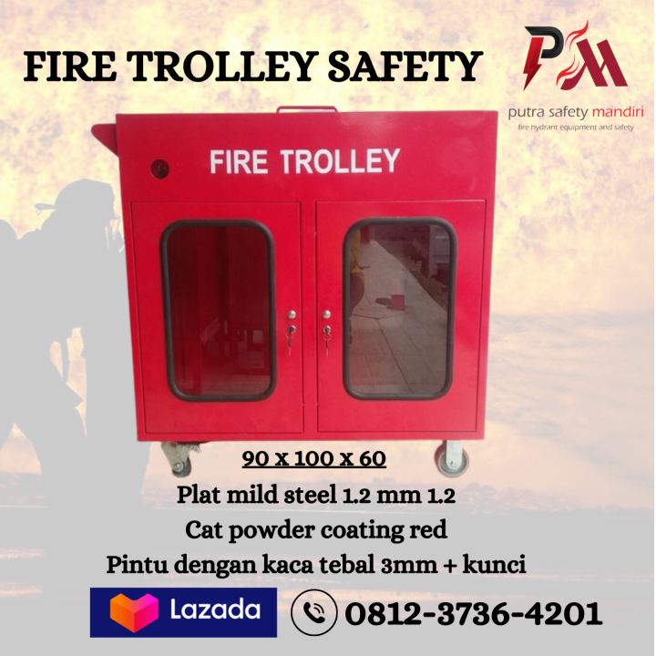 FIRE TROLLEY SAFETY CABINET DORONG PENYIMPANAN ALAT PERLINDUNGAN DIRI ...