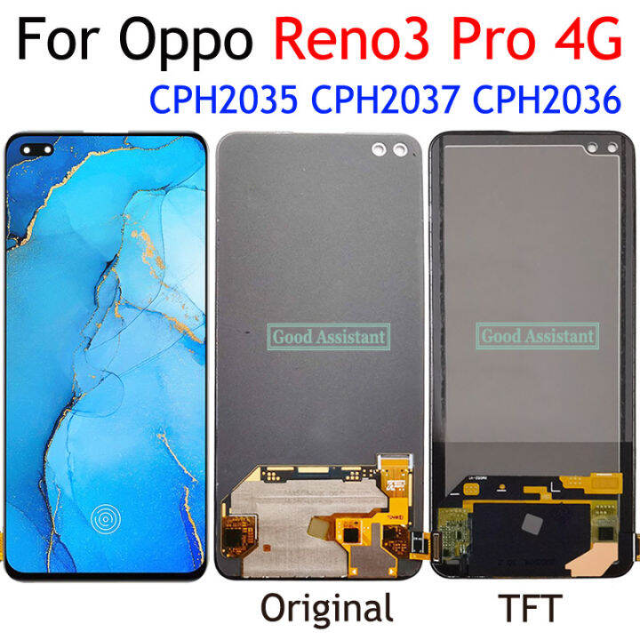 อะไหล่ชุดประกอบดิจิไทเซอร์จอแสดงผลหน้าจอสัมผัสสำหรับ Oppo Reno3 Pro 4G CPH2035 CPH2037 Amoled ...