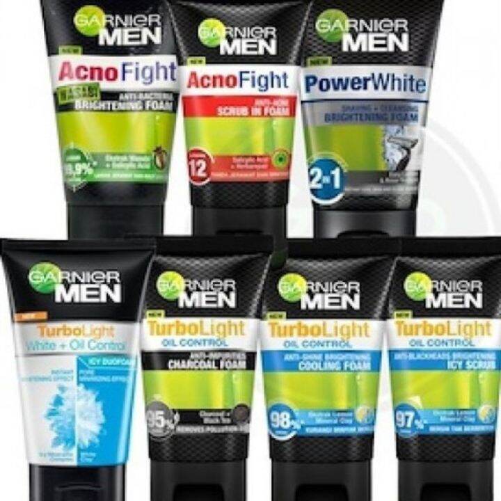 Garnier men facial foam 100ml turbo light /acno foam / sabun cuci muka ...