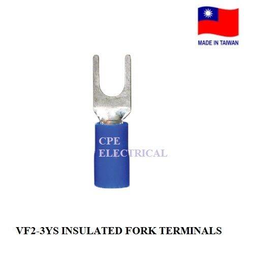 100pcs - VF1.25-3YS VF2-3YS VF5.5-4YS Insulated Fork Spade Terminals Y ...