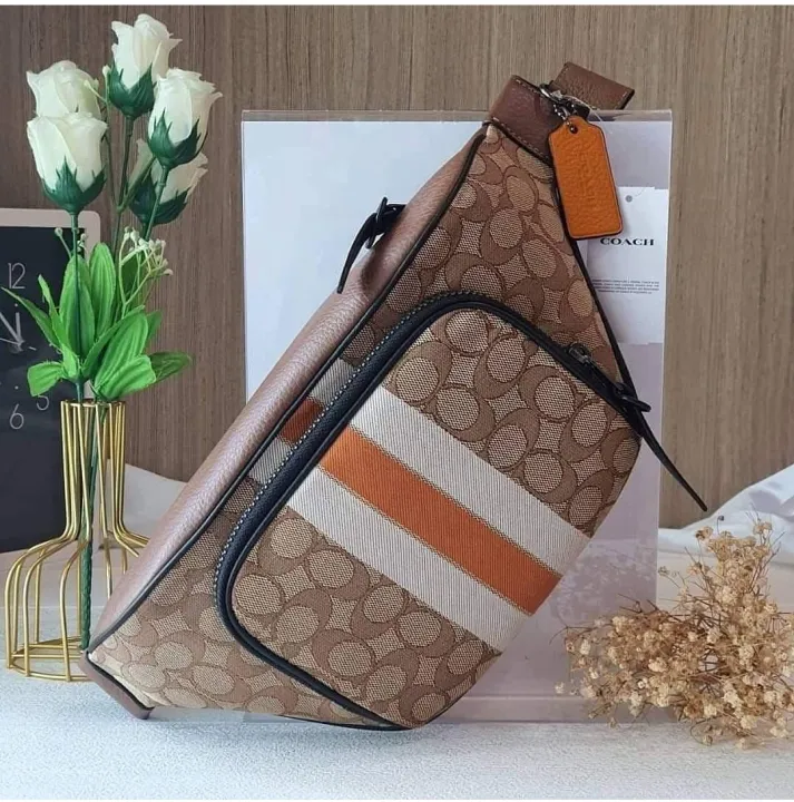 Coach Thompson Men's Belt Bag In Signature Jacquard With Varsity Stripe ...