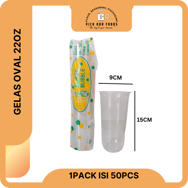 Gelas Plastik Bening 18oz Oval | Gelas Plastik Oval 22oz | Gelas Teh ...