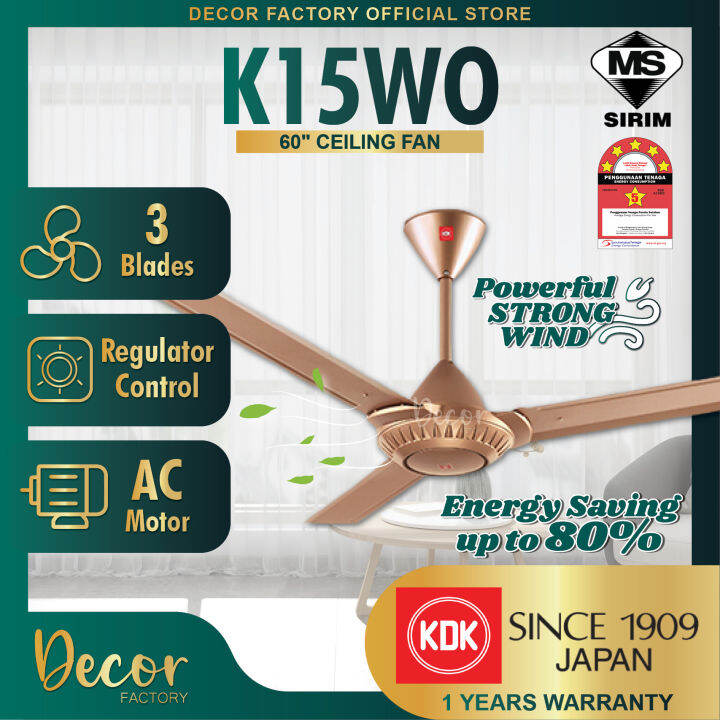 KDK K15WO 60'' 3 Blades 5 Speed AC Motor With Regulator Control Ceiling ...