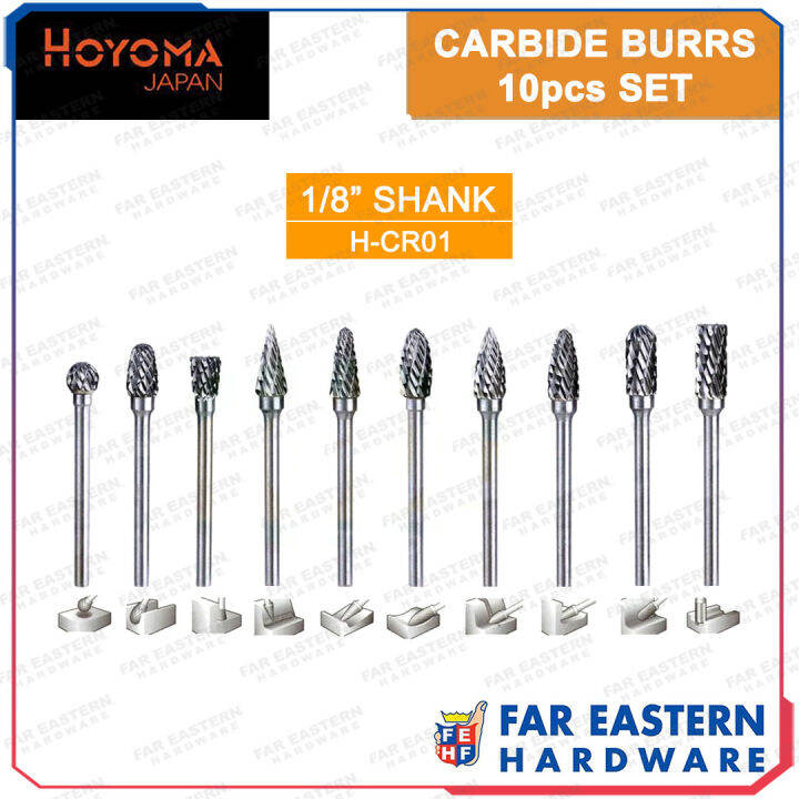 HOYOMA Carbide Burrs Rotary File for Rotary Tool 10pcs Set 1/8" Shank H-CR01 HYAC | Lazada PH