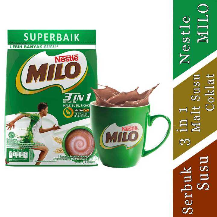 Susu Serbuk Milo - Nestle Milo 3 IN 1 - Serbuk Cokelat Malt&Susu - 800g ...