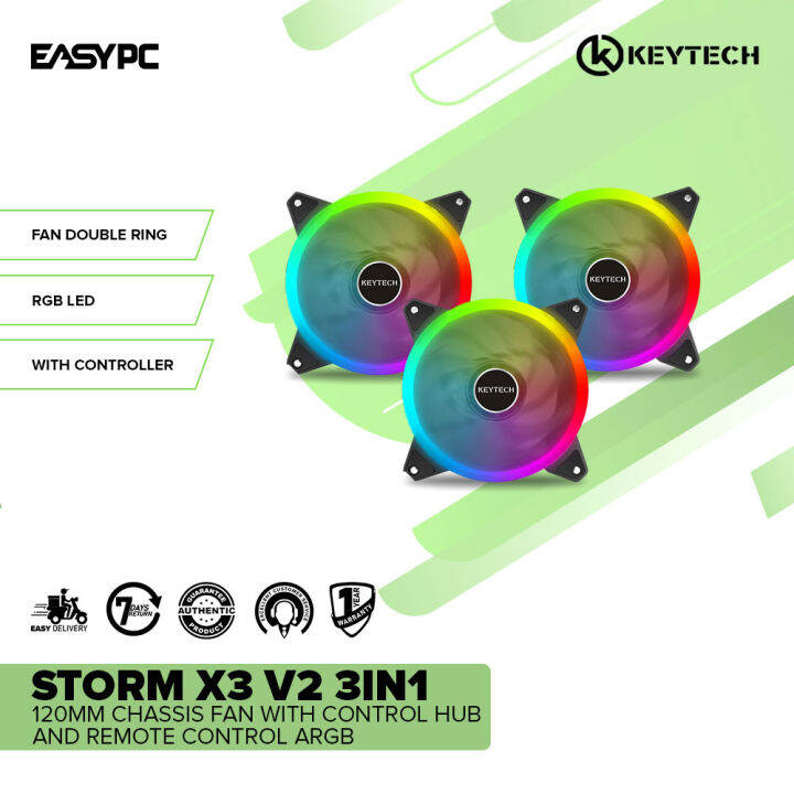 EasyPC | Keytech Storm X3 v2 3in1 120mm Chassis Fan with Control Hub ...
