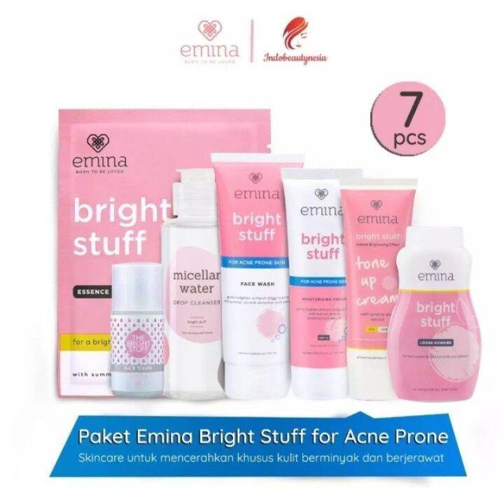 PAKET EMINA Bright Stuff for Acne Prone Skin isi 7 Komplit Original 100 ...