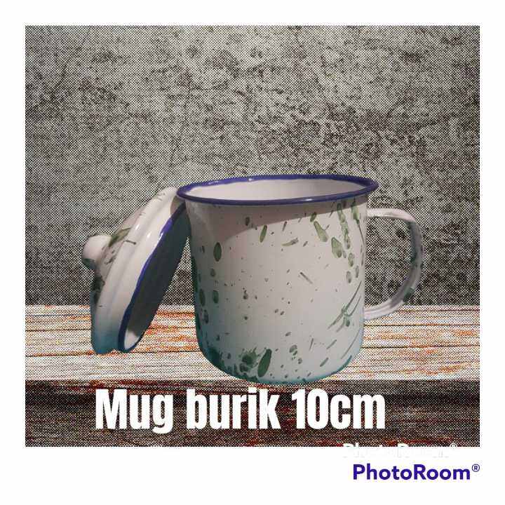 Mug Enamel Brilik + Tutup 10cm / Gelas Jadul + Tutup 10cm Kode C-526 ...