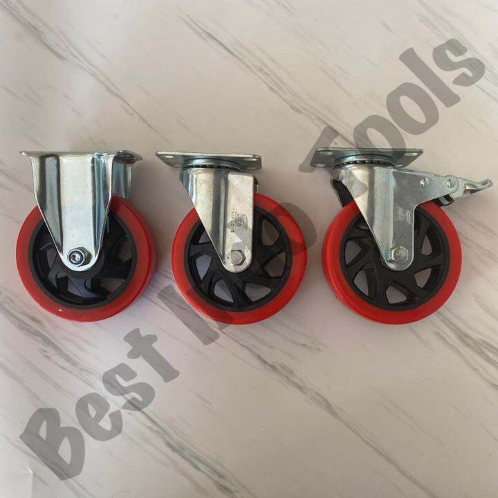 RODA PVC TRIPLE S 5" INCH HIDUP MATI REM DBL BEARING TROLLEY TROLI ...