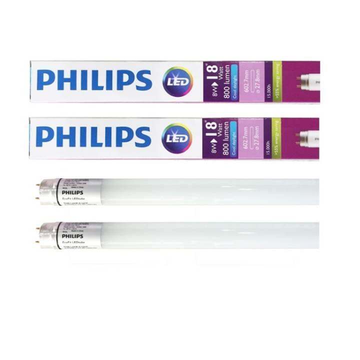 หลอดสั้นแอลอีดีฟิลลิป์ หลอดไฟ LED สั้น EcoFit T8 8W(18W) 60ซม. Philips หลอดสั้น (Daylight ) 2 ...