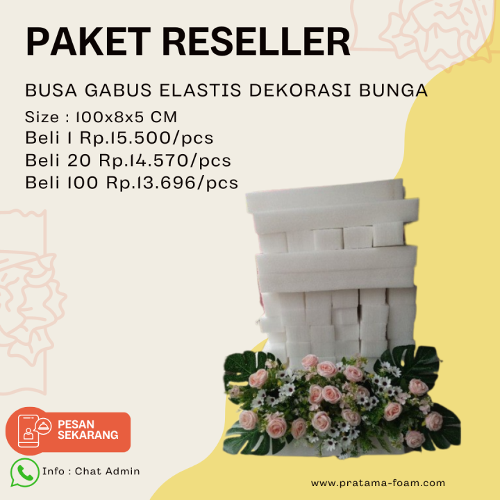 Busa elastis kotak meter putih / busa bunga / backdrop / dekorasi ...