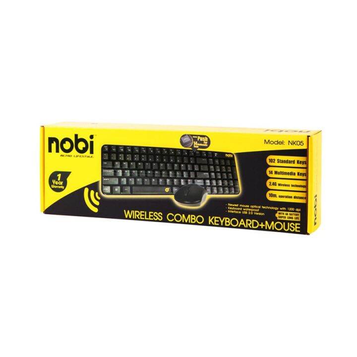Nobi Keyboard & Mouse Wireless Combo รุ่น NK05 (คีย์บอร์ด และเมาส์ไร้ ...