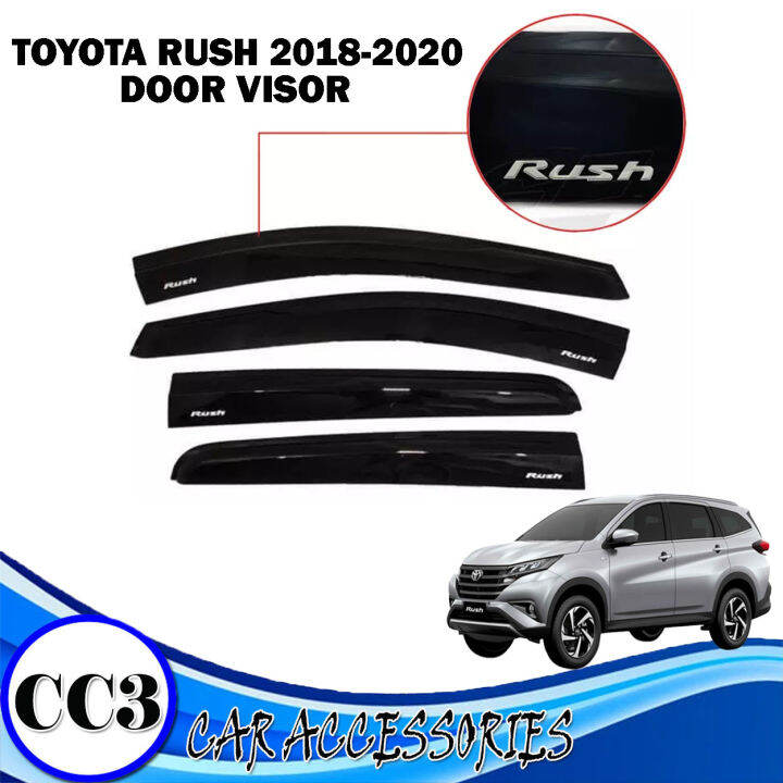 Toyota RUSH 2018-2020 Door Visor (Black) // vent window sun rain guard ...