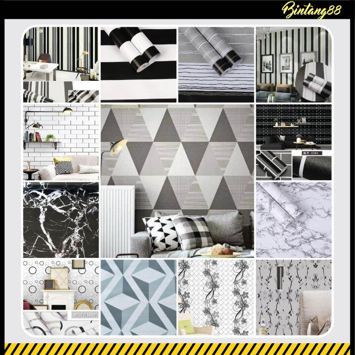 WALLPAPER DINDING STICKER HITAM PUTIH WALPAPER DINDING STIKER WALPEPER ...