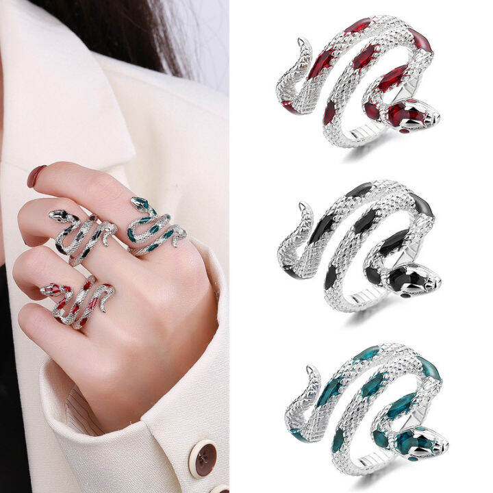 Punk Personality Ring Silver Alloy Animal Snake-shaped Ladies and Men's ...
