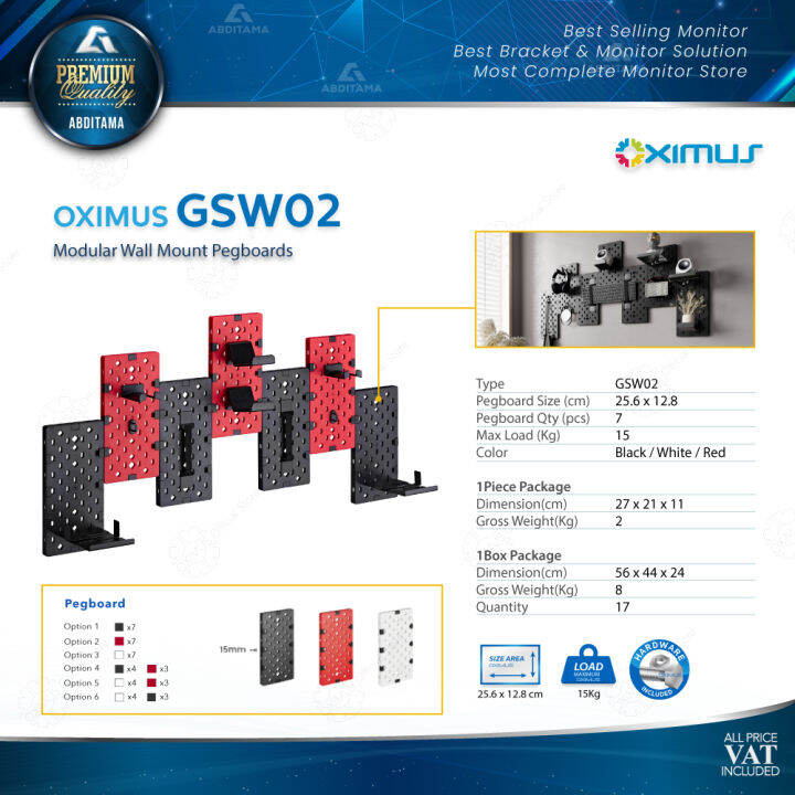 Rak Papan Dinding Gantung Modular Pegboard Wallmount DIY OXIMUS GSW02 ...
