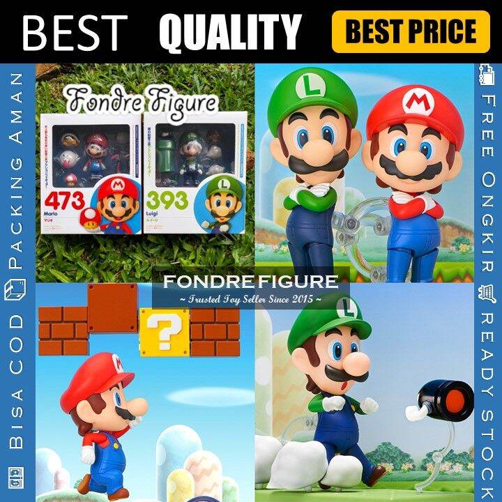 NENDOROID MARIO LUIGI 473 393 NENDO SUPER MARIO BROS BRO MUSHROOM JAMUR ...