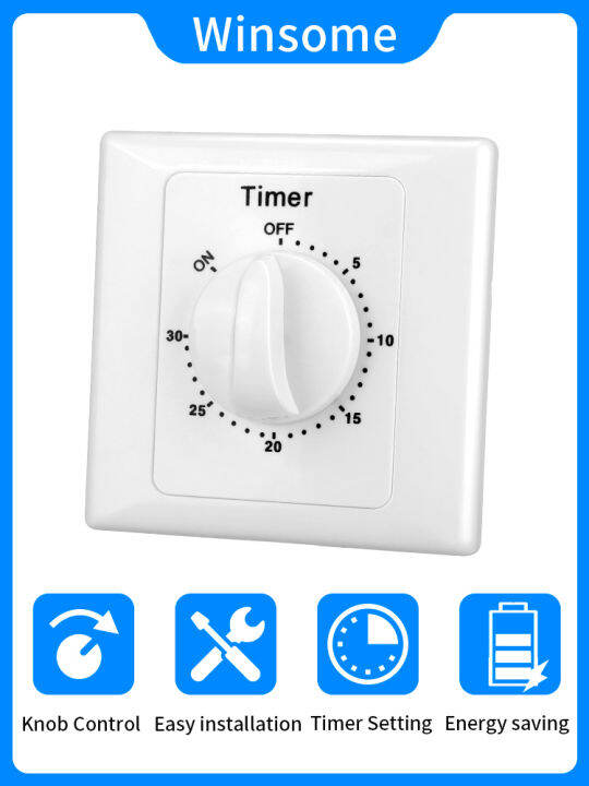WINSOME Time Switch Light Switch Sockets Countdown Timer 220V Switch Digital Timer Control ...