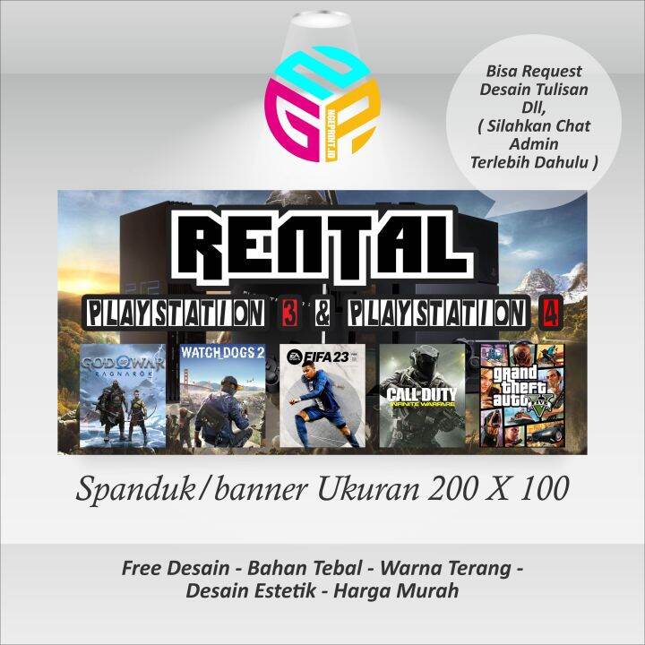 Spanduk/Banner Rental Ps 200x100 Free Desain | Lazada Indonesia